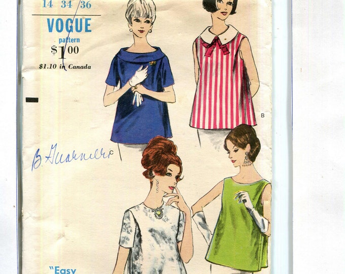 Vogue 6732 Vintage 60s Maternity Top Pattern - "easy to Make" - 34 ...