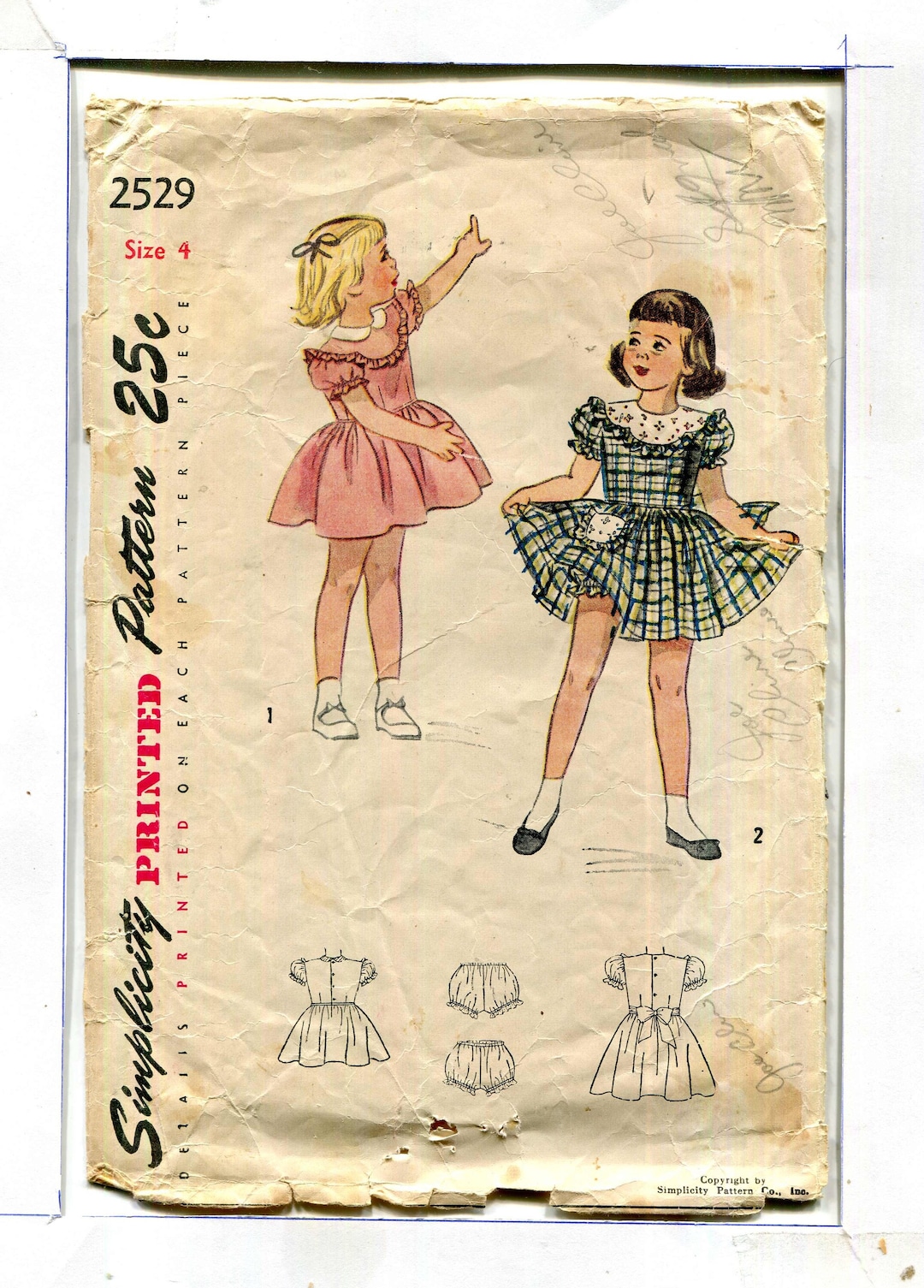 Simplicity 2529 - Vintage Little Girls Dress Pattern With Panties ...