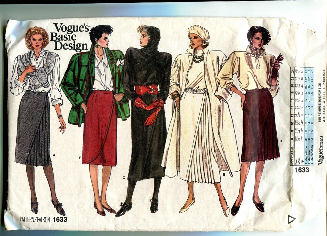 Vogue Basic Design 1633 Wrap Skirt Pattern UNCUT Size 10 - Etsy