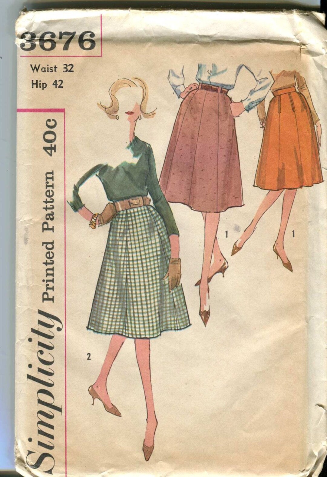 Simplicity 3676 Vintage UNCUT 60s Flared 7-gore and 8 Gore Skirts ...