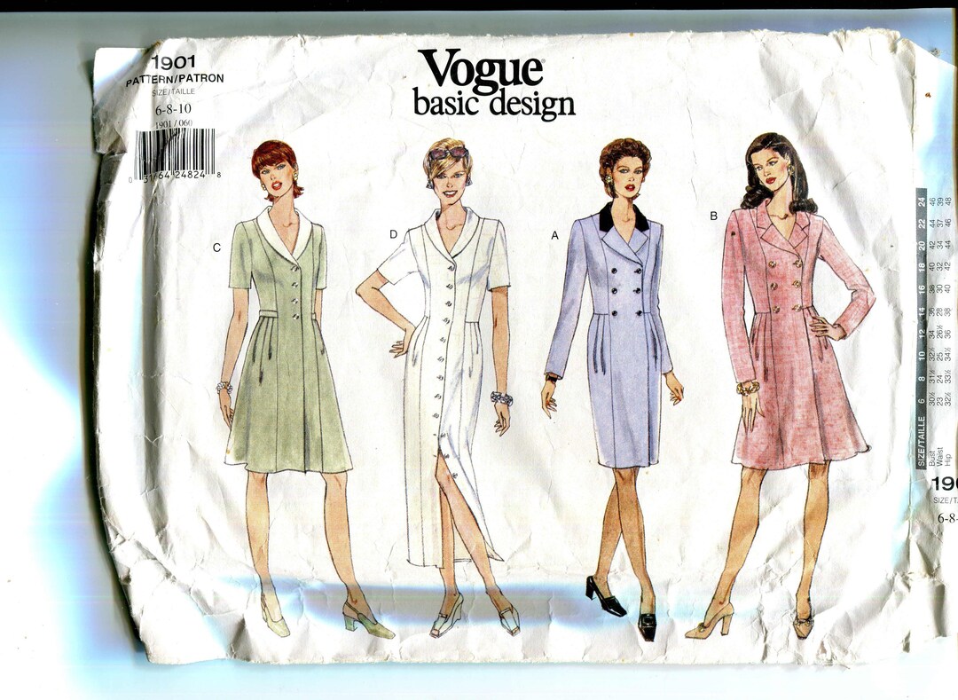 Vogue Basic Design 1901 - Vintage 90s Princess-seamed Dress Pattern ...