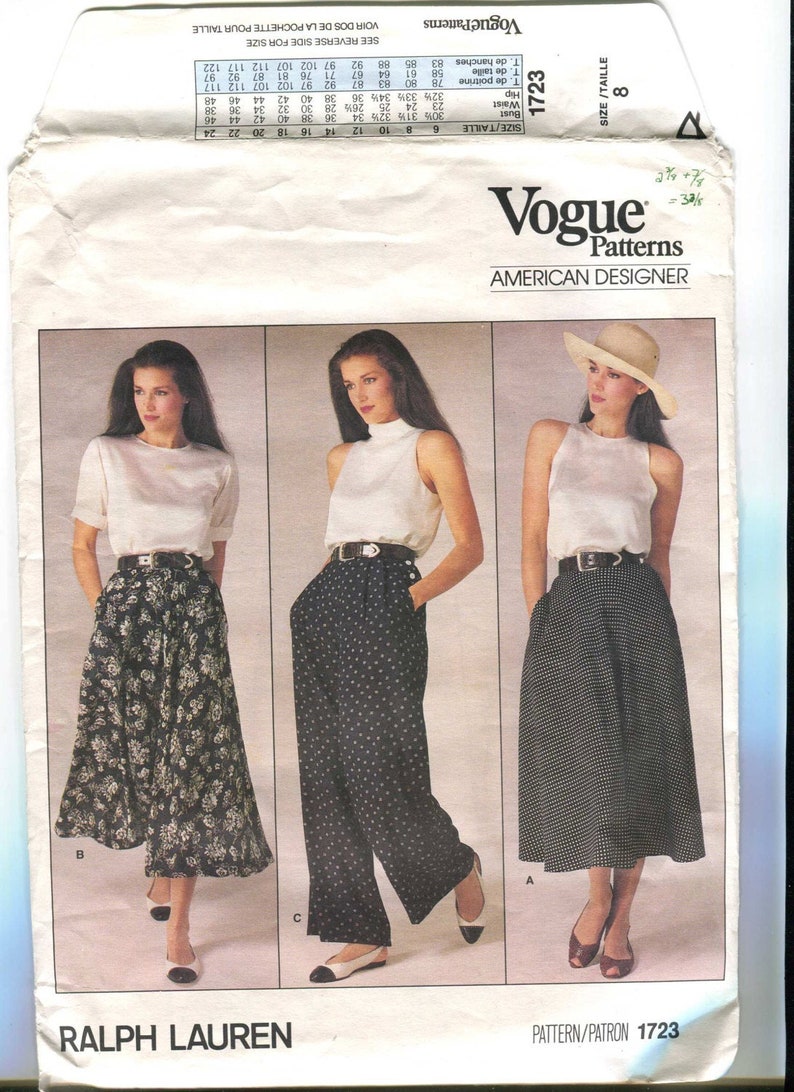 Ralph Lauren Vogue American Designer 1723 UNCUT Vintage Pants and Skirt ...