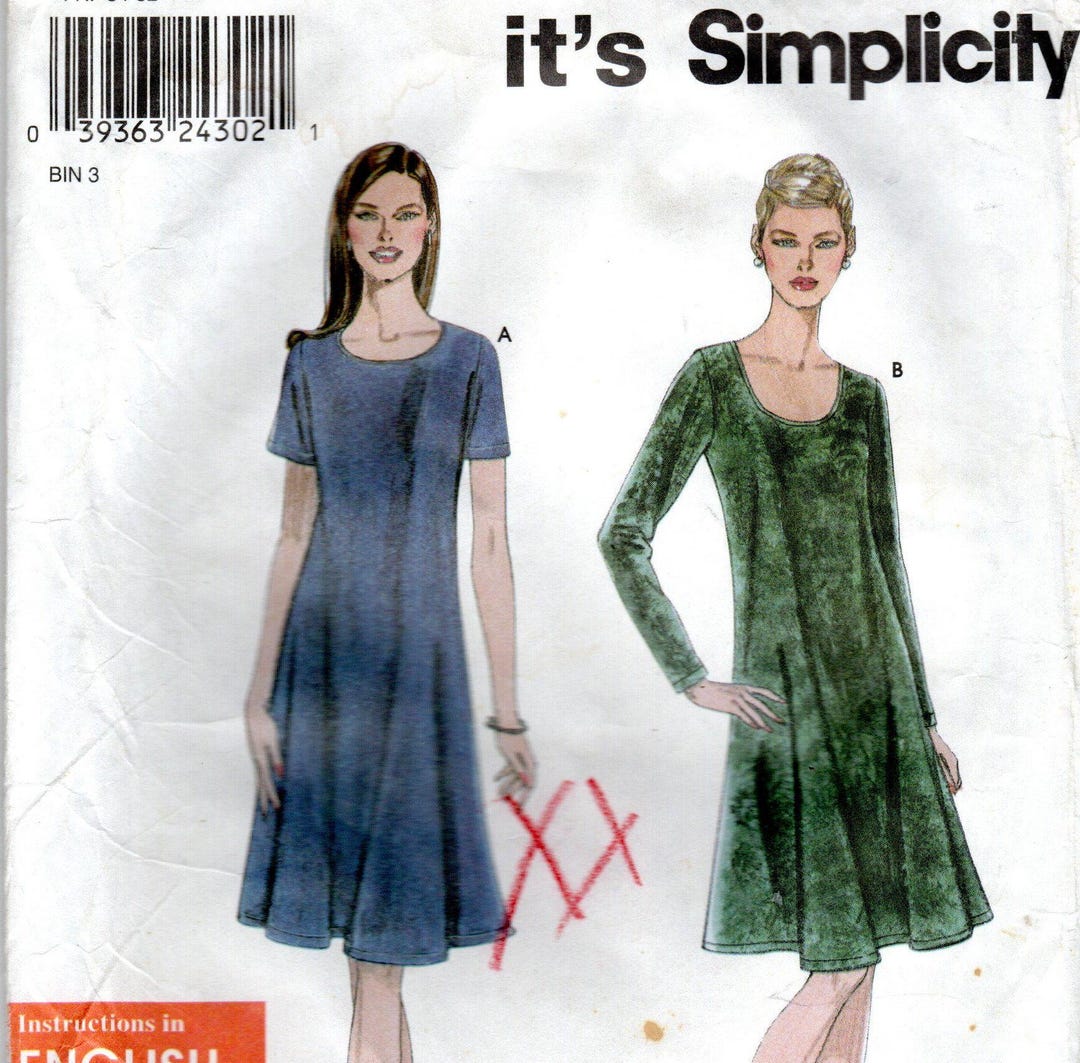 Simplicity 9406 Easy Trapeze Dress Pattern for Stretch Knits- UNCUT ...