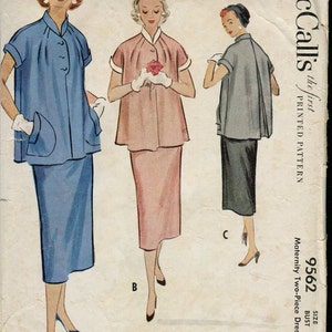 Mccalls 9562 Vintage 50s Maternity Pattern - Skirt and Over Blouse - 30 ...
