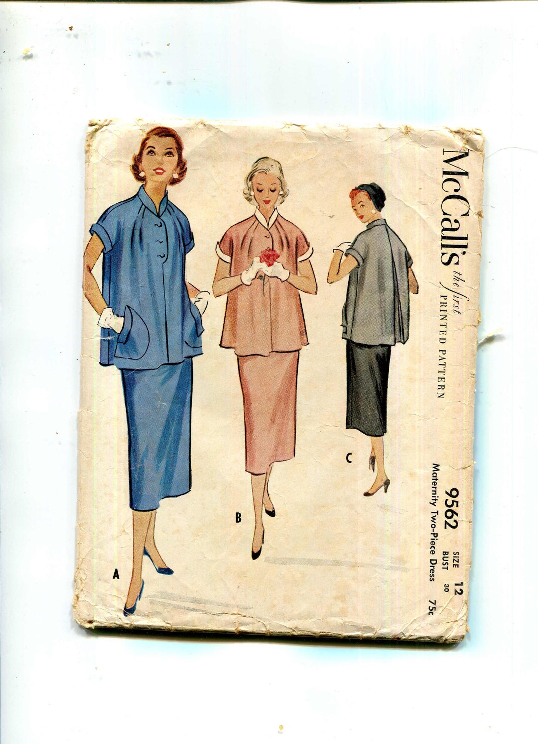 Mccalls 9562 Vintage 50s Maternity Pattern - Skirt and Over Blouse - 30 ...