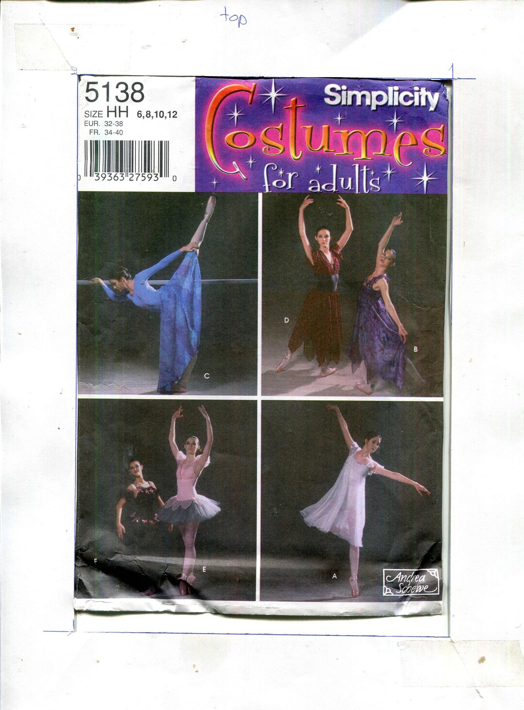 Simplicity 5138 Misses Ballet Costume Pattern by Andrea Schewe - UNCUT ...