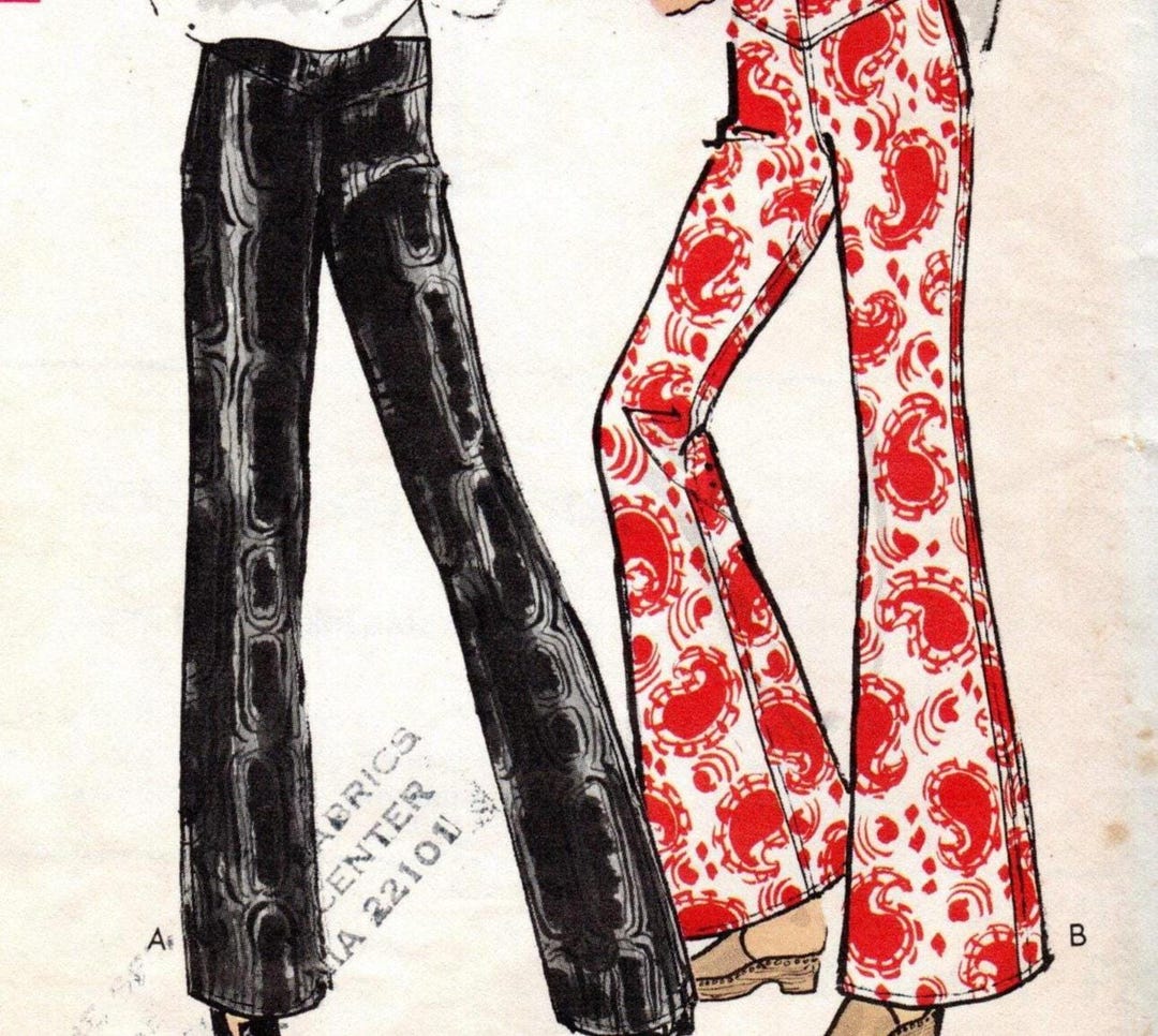 Vogue 7627 Vintage 70s Hip-hugger, Bell Bottom Pants Pattern - Tiny ...