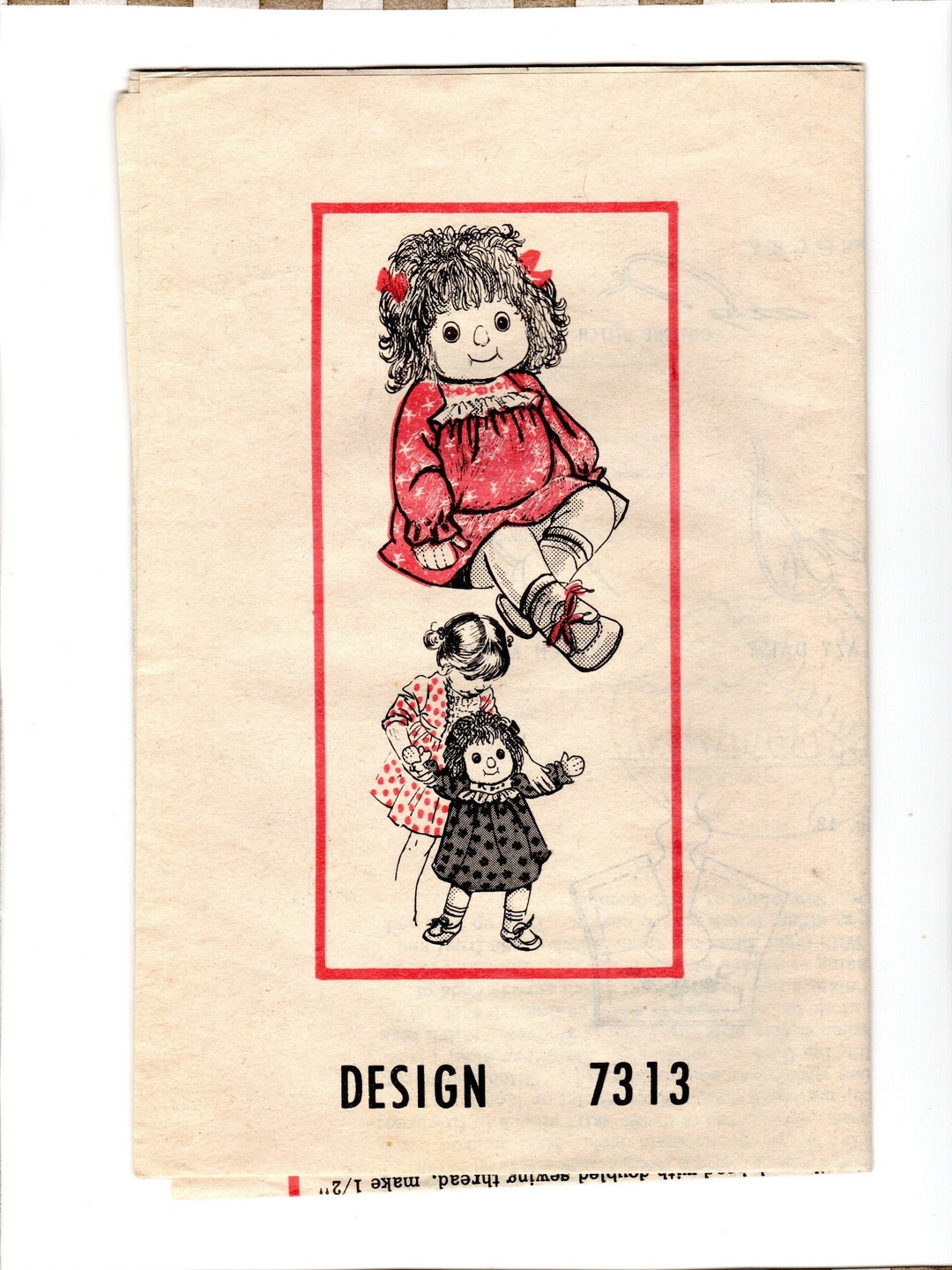 Large Cloth Doll and Clothes Mail Order Pattern #7313 - 20 Inch UNCUT ...