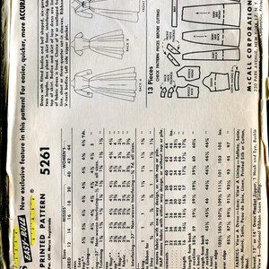 Mccalls 5261 Vintage 50s Cocktail Dress or Evening Gown Pattern - UNCUT ...