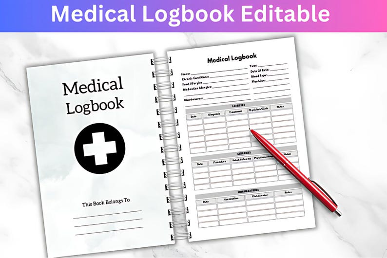 Medical Logbook Editable | Canva Health Tracker | Patient Medical ...