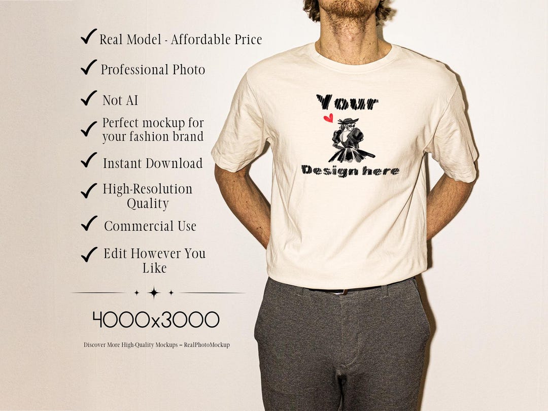 Real Model Oversized T-shirt Mockup – White – Tucked in Fashion – High ...