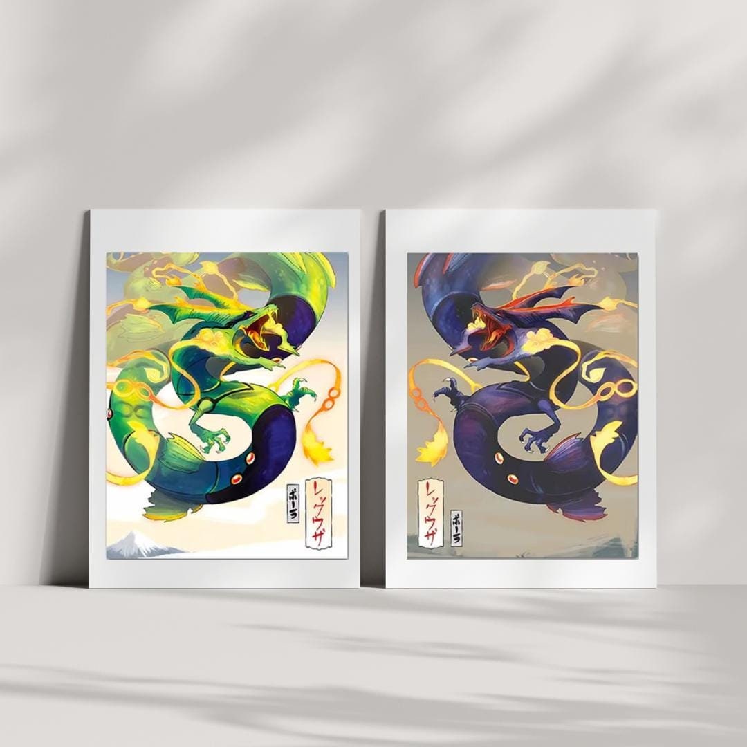 Pokemon Rayquaza Wall Decoration Poster. Japanese Art Inspiration ...
