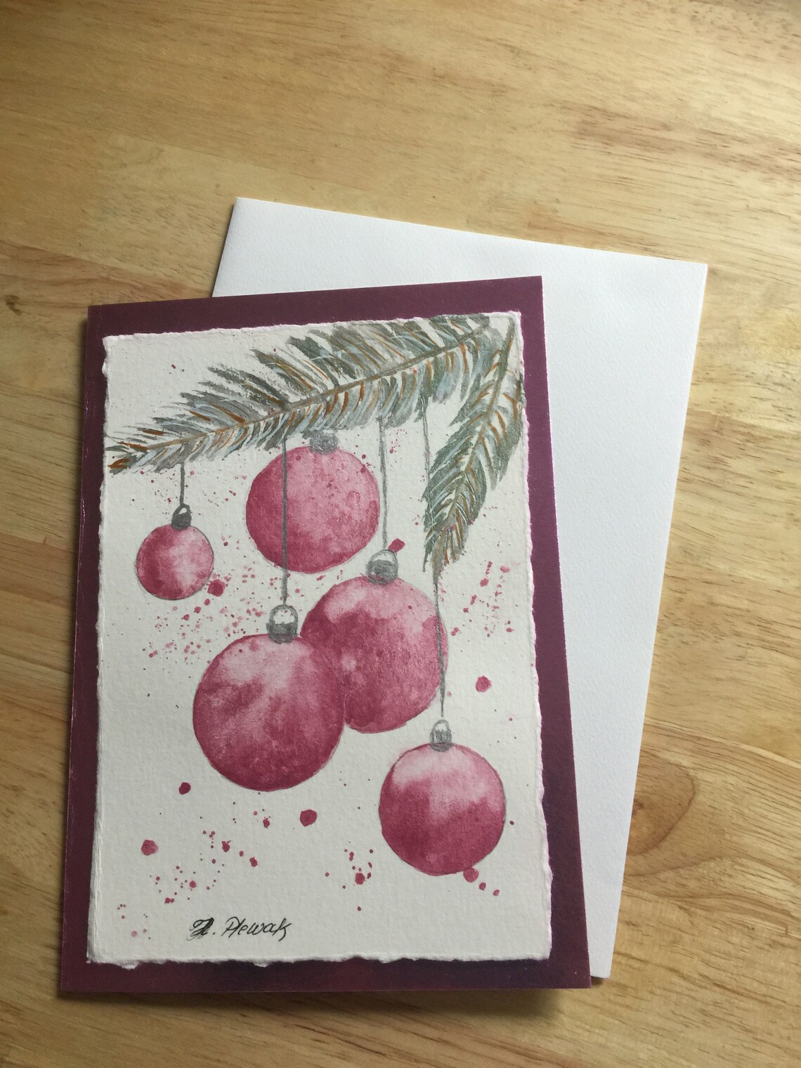 Christmas Painted Ornament, Hand Painted Greeting Card, Festive Season ...