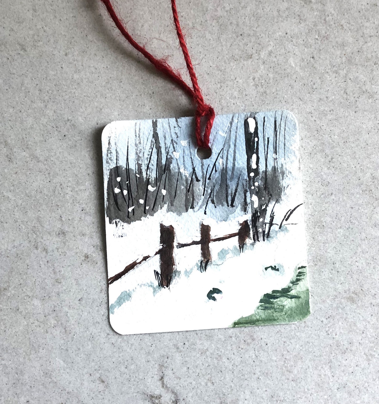 Winter Landscape Gift Tags, Christmas Watercolor Gift Tags, Handmade ...