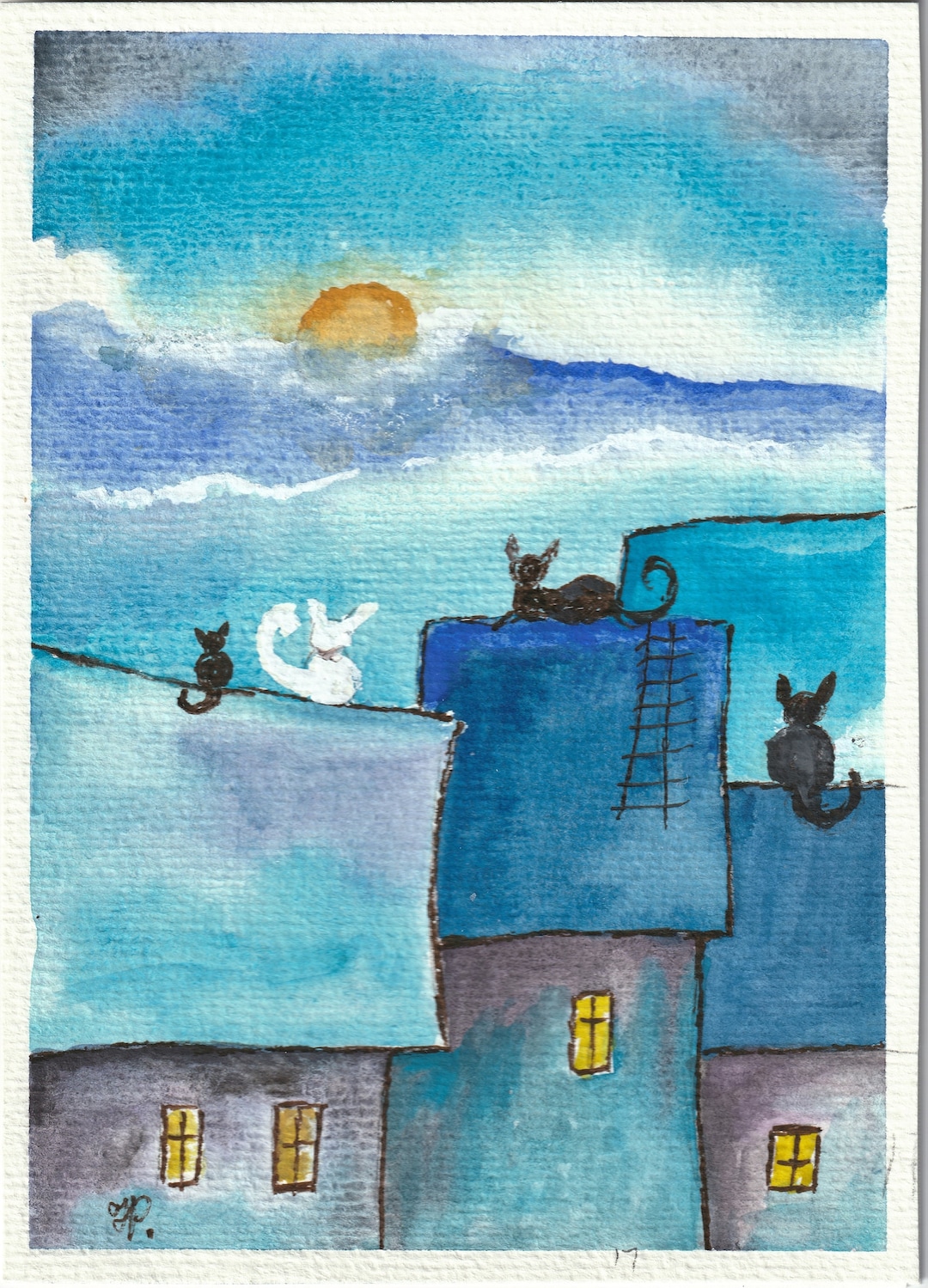 Watercolor Kids Card Whimsical Greeting Card Birthday Card for Children ...