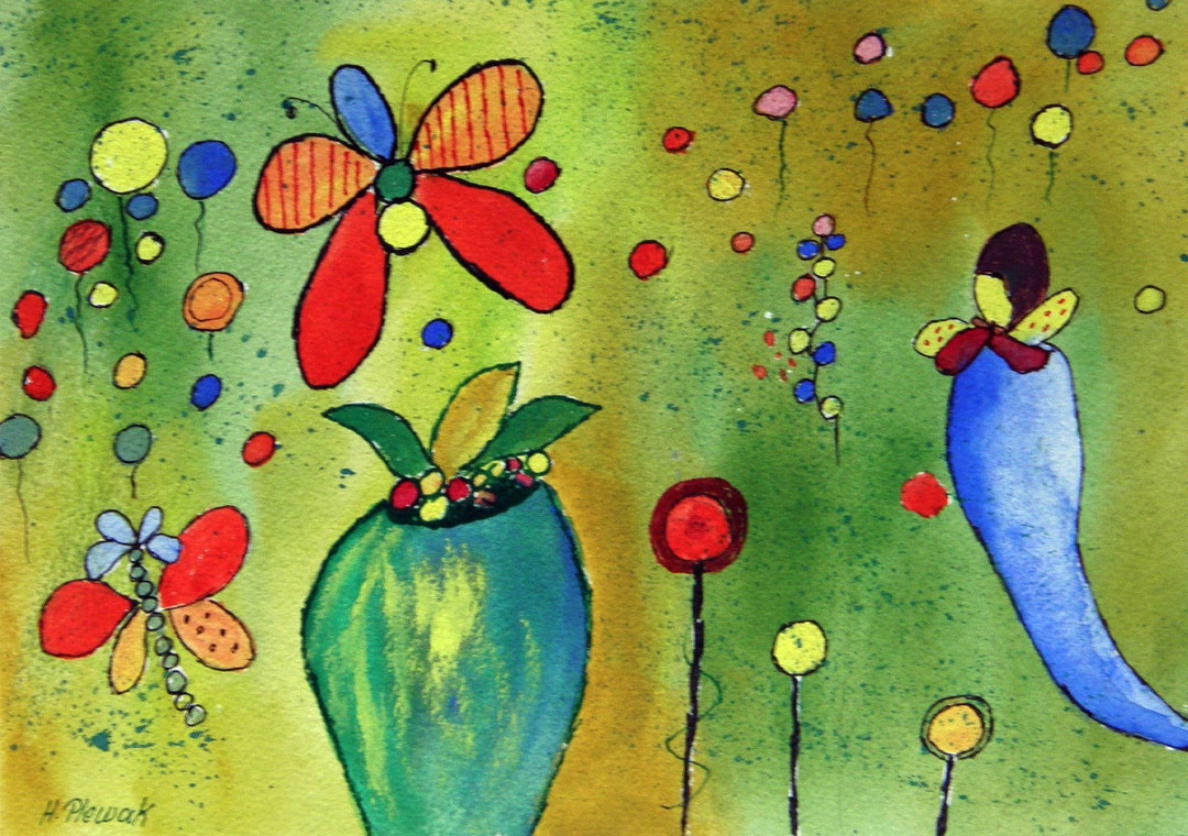 Whimsical Original Watercolor Painting/ Kids Wall Art/fairy and ...