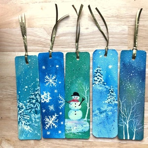 Christmas Watercolor Bookmarks, Set of 5 Bookmarks, Hand Painted ...