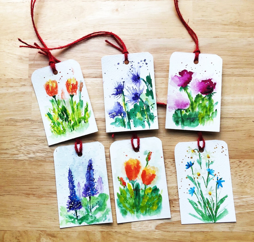 Floral Watercolor Gift Tags Set of 6 Gift Tags Colorful Gift Tags ...