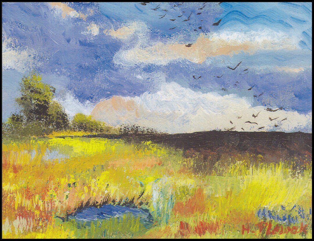 Bird Migration Art Print: Colorful Landscape Wall Decor - Etsy