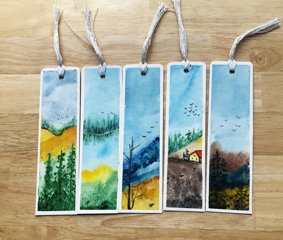 Watercolor Original Bookmarks,landscape Gift Bookmarks,set of 5 ...