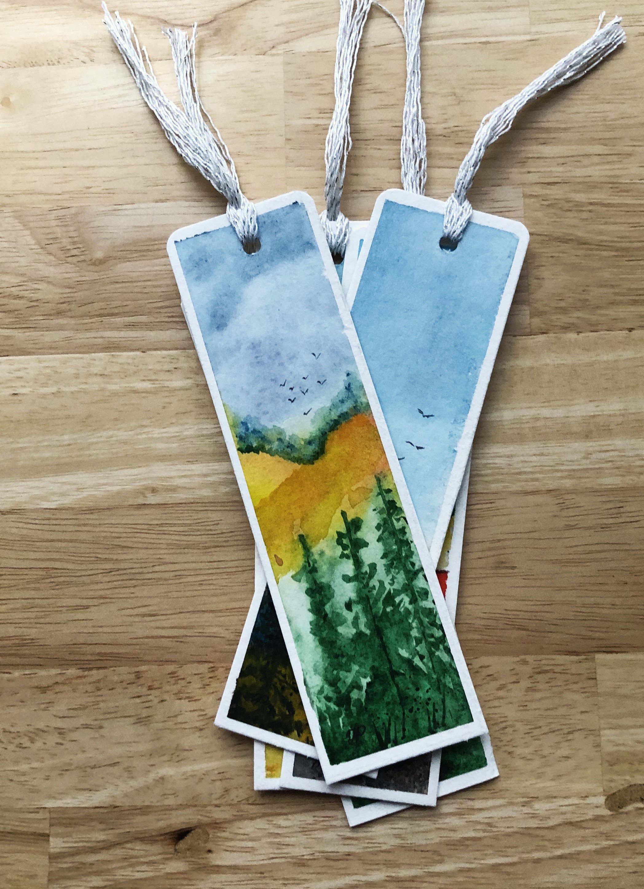 Watercolor Original Bookmarks,landscape Gift Bookmarks,set of 5 ...