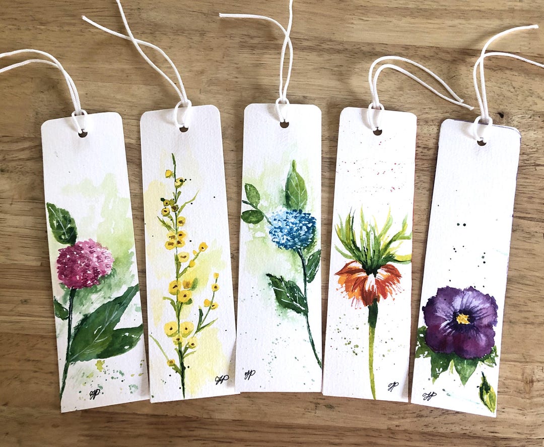Watercolor Floral Bookmarks, Book Accessories Gift, Hand Painted ...