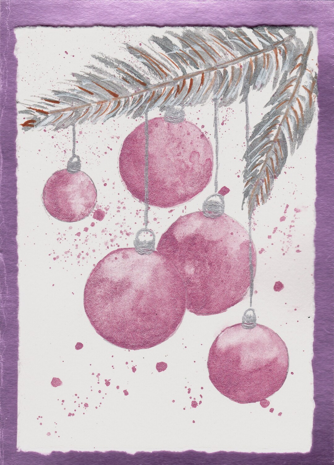 Christmas Painted Ornament, Hand Painted Greeting Card, Festive Season ...