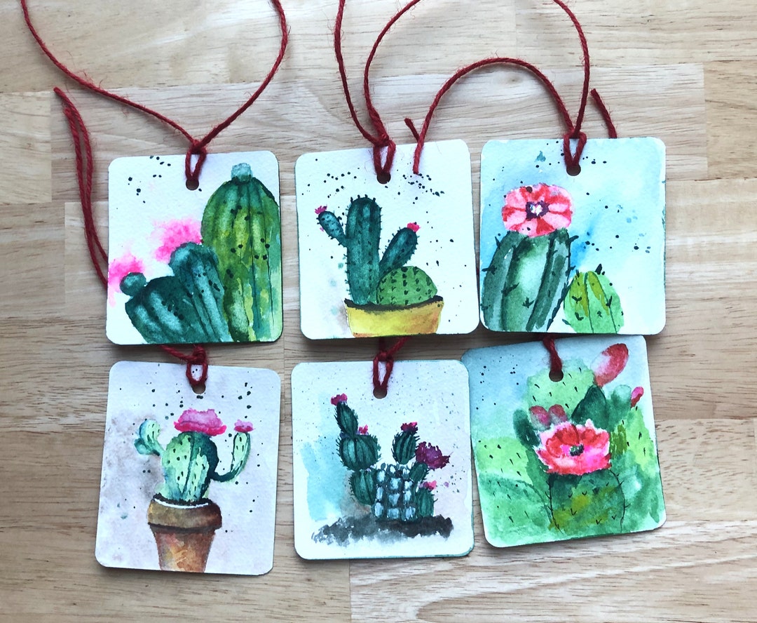 Watercolor Gift Tags, Cactus I Images Gift Tags, Colorful Gift Tags ...