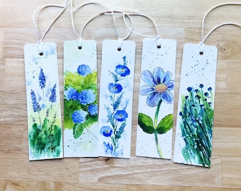 Set of 2 Original Hand Painted Watercolor Floral, Blue Hydrangeas ...
