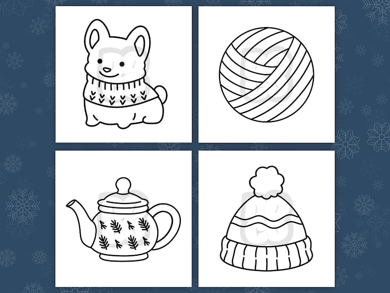 Cute and Cozy Winter Coloring Book, Bold and Easy Coloring Pages for ...