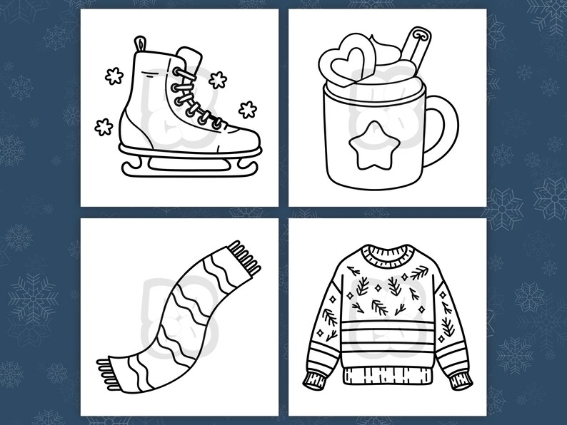 Cute and Cozy Winter Coloring Book, Bold and Easy Coloring Pages for ...