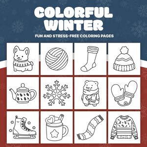 Cute and Cozy Winter Coloring Book, Bold and Easy Coloring Pages for ...