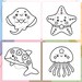 Cute Ocean Animal Characters Coloring Book, Simple and Easy Coloring ...
