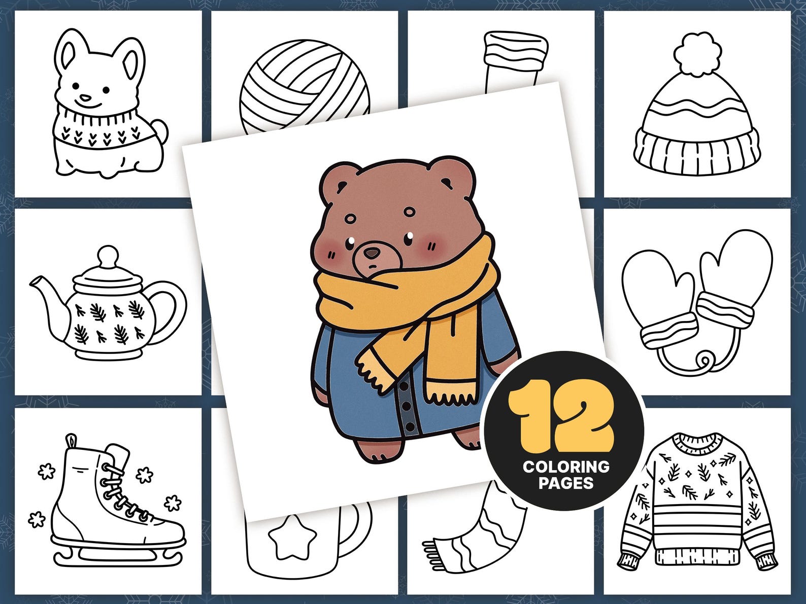 Cute and Cozy Winter Coloring Book, Bold and Easy Coloring Pages for ...