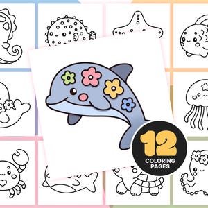 Cute Ocean Animal Characters Coloring Book, Simple and Easy Coloring ...