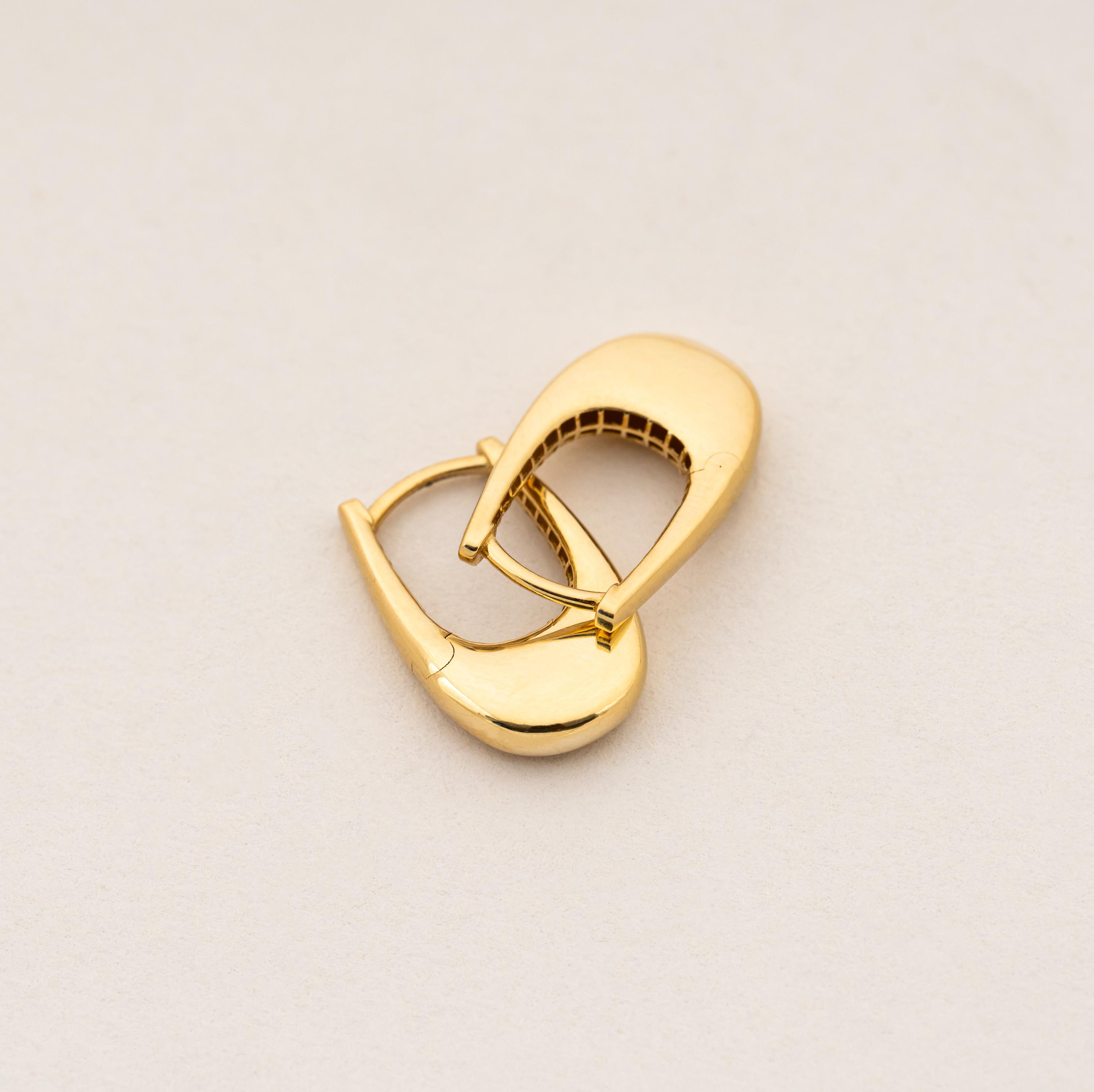 14K Solid Gold Chunky U Shape Huggie Hoop Earrings, Thick U Huggie ...