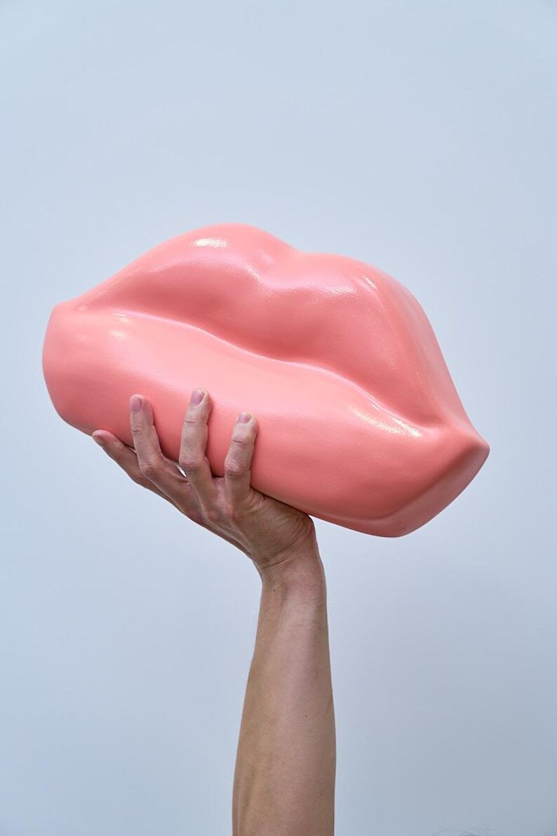 Ceramic Lips Sculpture, Modern Home Decor, Red Lips Art, Ceramic Art ...