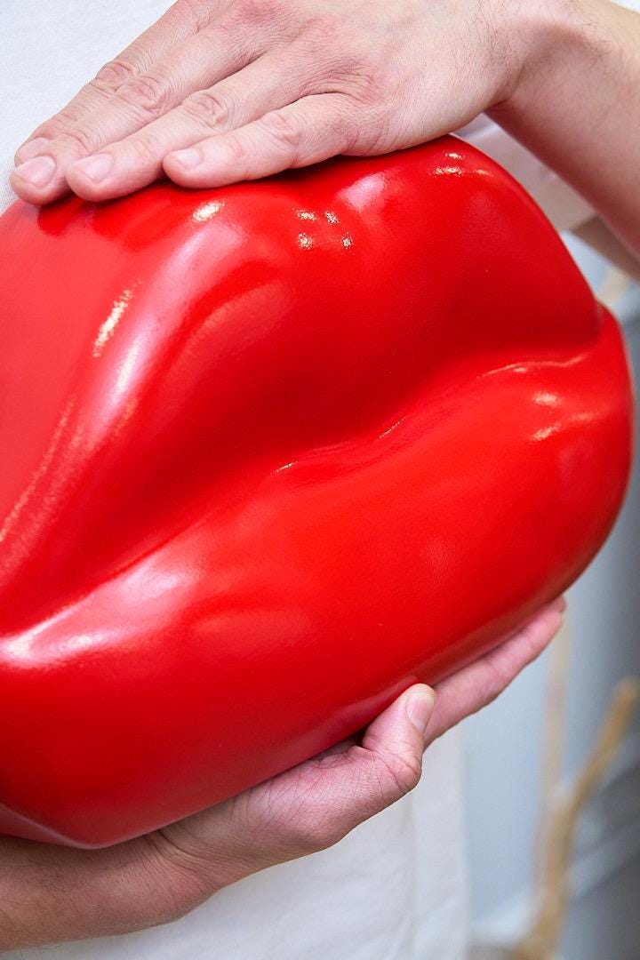 Ceramic Lips Sculpture, Modern Home Decor, Red Lips Art, Ceramic Art ...