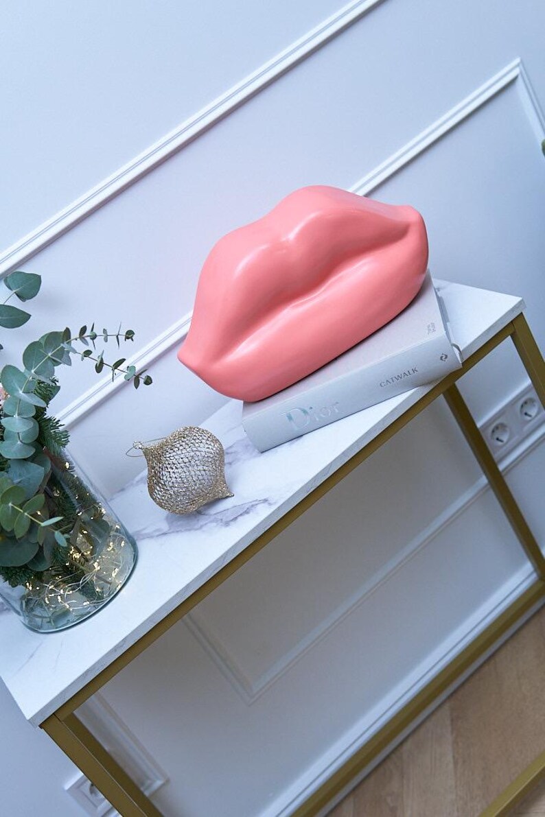 Ceramic Lips Sculpture, Modern Home Decor, Red Lips Art, Ceramic Art ...