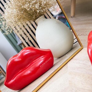 Ceramic Lips Sculpture, Modern Home Decor, Red Lips Art, Ceramic Art ...