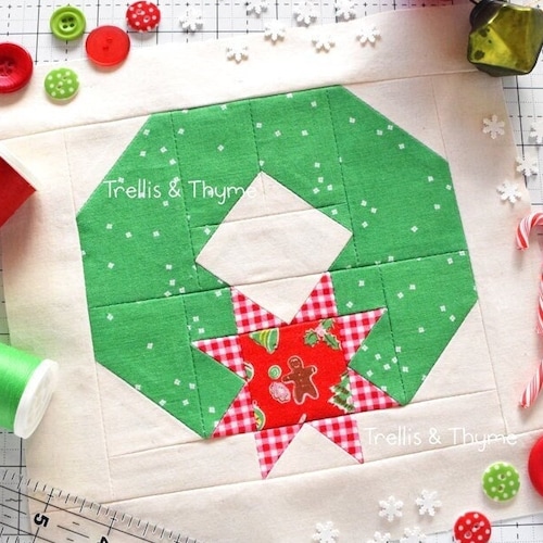 PDF Pattern Festive Wreath Quilt Block Pattern Christmas | Etsy