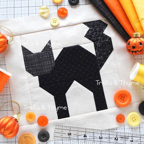 PDF Pattern Scaredy Cat Quilt Block Pattern Halloween Quilt - Etsy