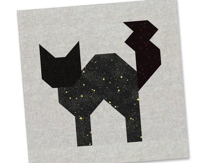 PDF Pattern Scaredy Cat Quilt Block Pattern, Halloween Quilt Block ...