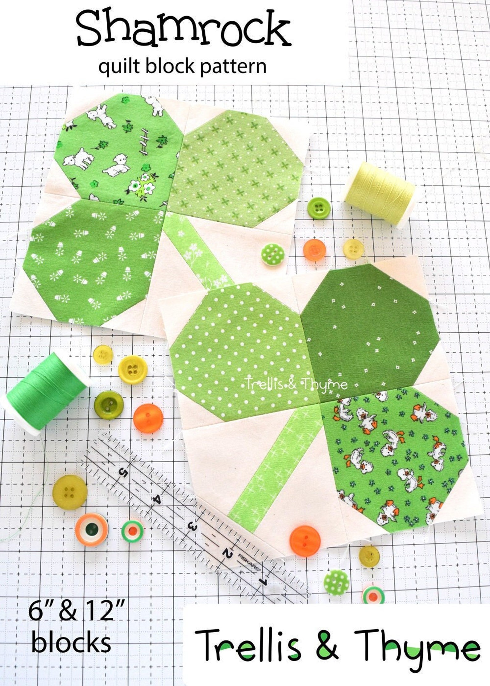 PDF Pattern Shamrock Quilt Block Pattern St Patrick's - Etsy
