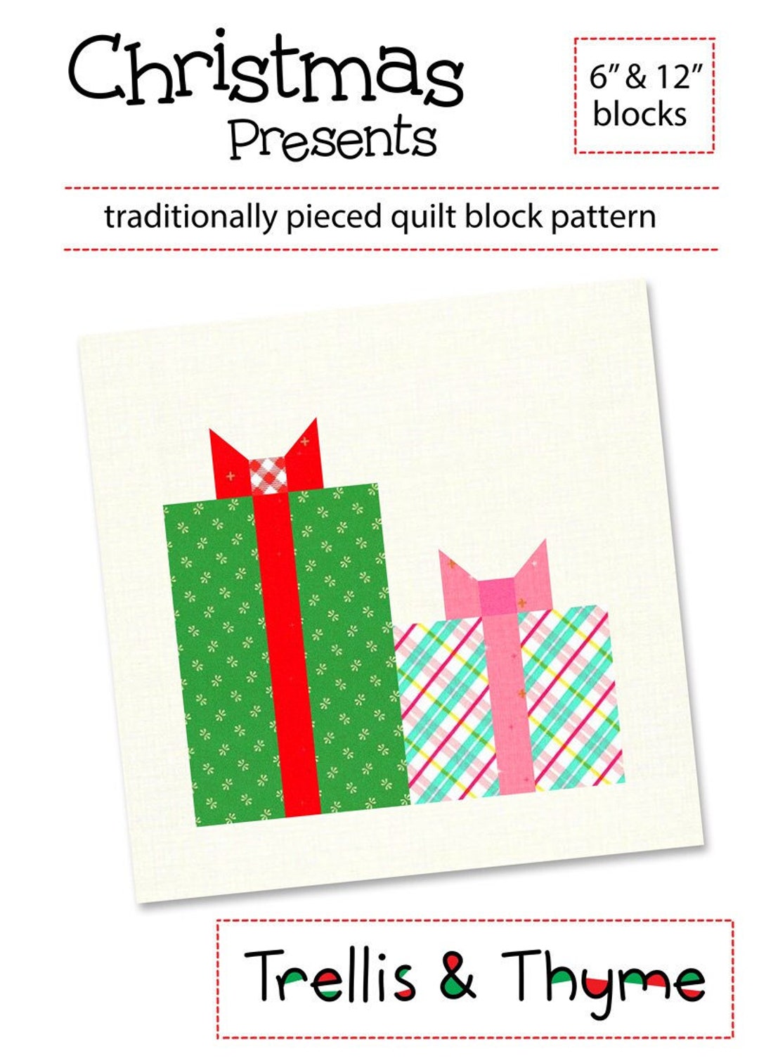 PDF Pattern - Christmas Presents Quilt Block Pattern, Christmas Quilt ...