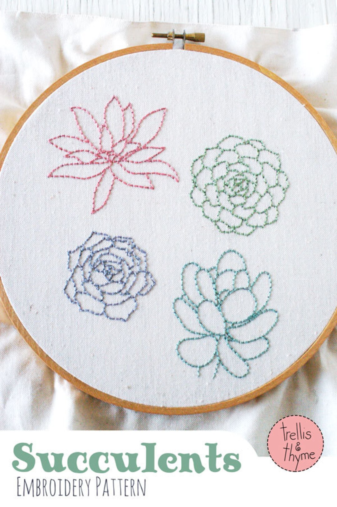 PDF Embroidery Pattern Succulents Botanical Embroidery - Etsy