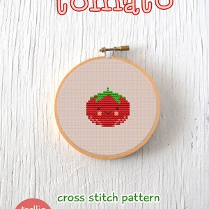 PDF Pattern - Little Tomato Cross Stitch Pattern, Kawaii Tomato Cross ...
