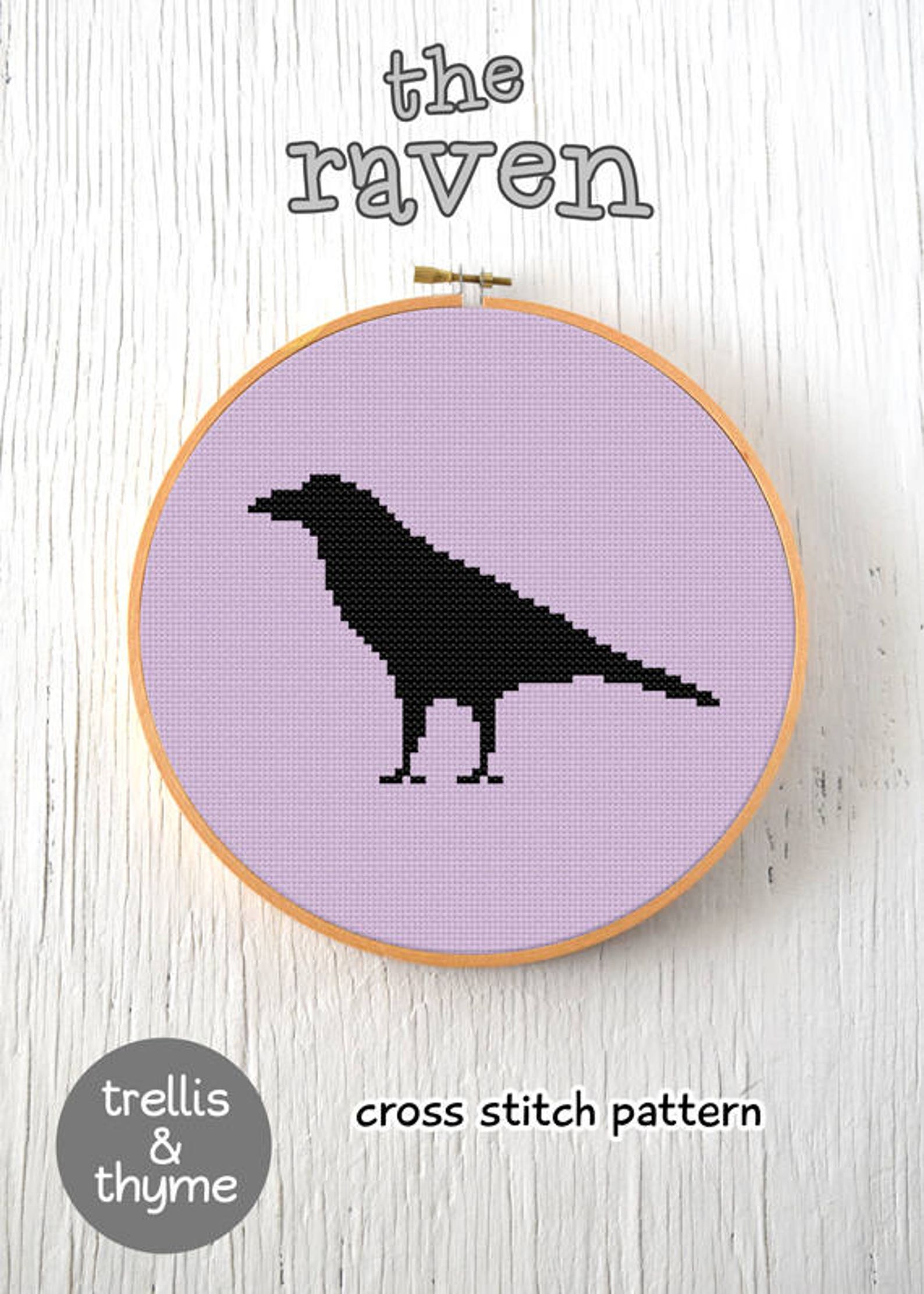 PDF Pattern the Raven Cross Stitch Pattern Halloween Raven - Etsy