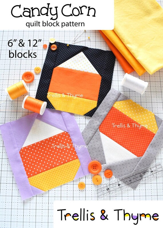 PDF Pattern Candy Corn Quilt Block Pattern Traditional | Etsy