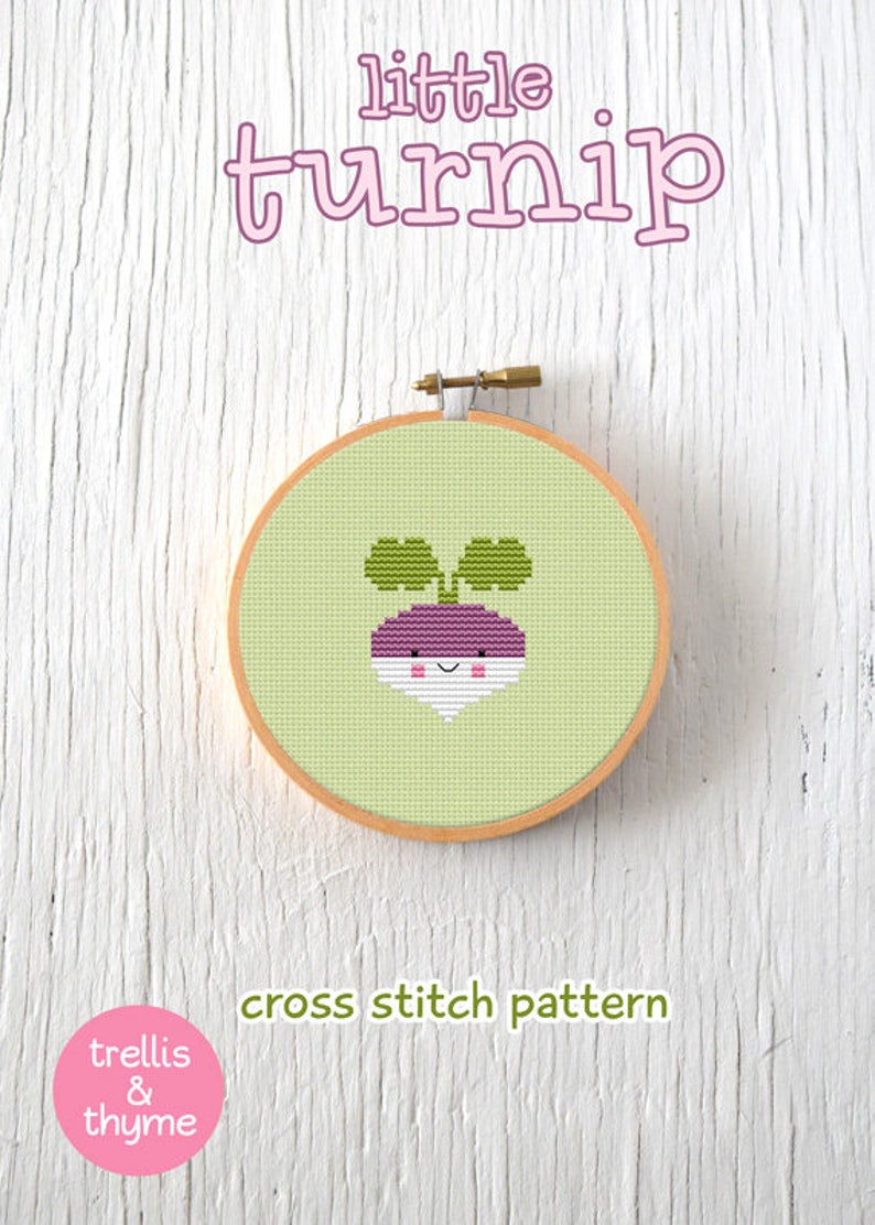 PDF Pattern - Little Turnip Cross Stitch Pattern, Kawaii Turnip Cross ...